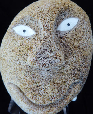 1900s Native American Whale Bone Mask ⋆ Copper Shield Tribal Art