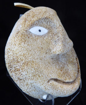 1900s Native American Whale Bone Mask ⋆ Copper Shield Tribal Art